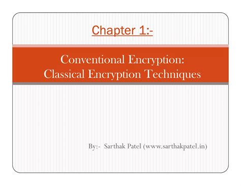 is unit 1 conventional encryption classical encryption techniques pdf