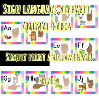 Sign Language Alphabet Cards Three Different Sets Sizes By Growing