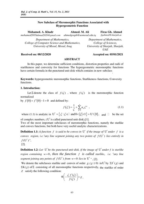 Pdf New Subclass Of Meromorphic Functions Associated With