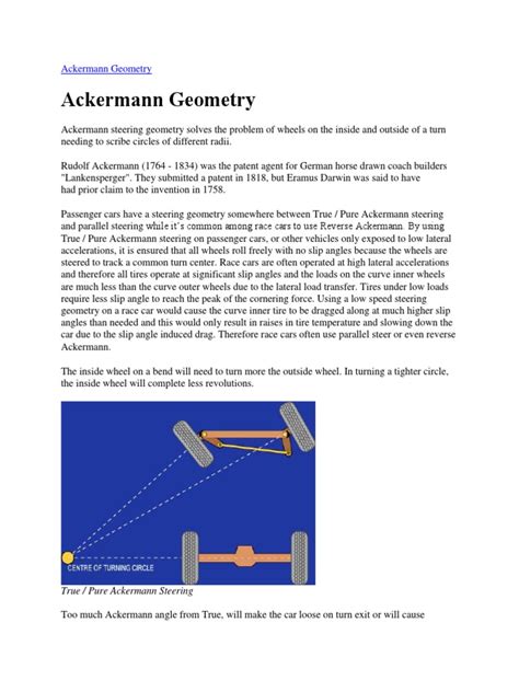 Ackermann Geometry Pdf Transportation Engineering Vehicle Technology