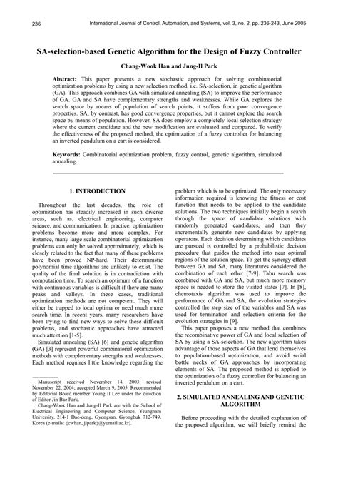 Pdf Sa Selection Based Genetic Algorithm For The Design Of Fuzzy