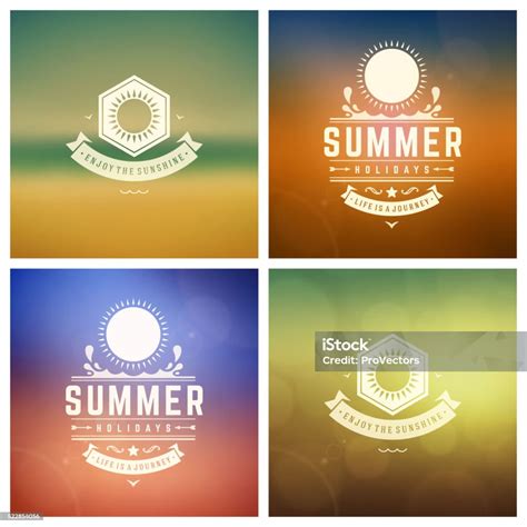 여름 휴가 복고풍 타이포그래피 라벨 또는 출입증 및 벡터 배경 라벨에 대한 스톡 벡터 아트 및 기타 이미지 라벨 바다