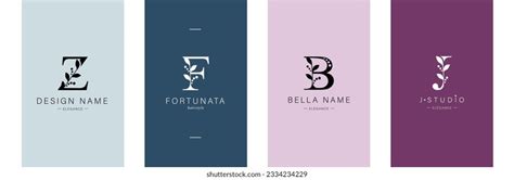 Set Logo Botanical Minimalistic Capital Letter Stock Vector Royalty