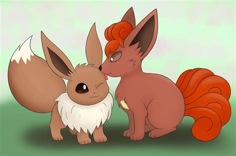 Vulpix Kissing Eevee On The Check Request By Gready12 On Deviantart