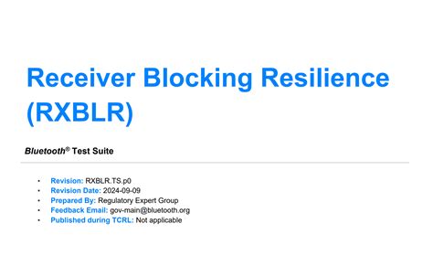 Receiver Blocking Resilience Testing Bluetooth® Technology Website