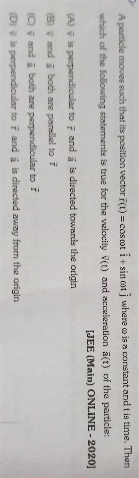 a particle moves such that its position vector r t cosωti sinωtj wher