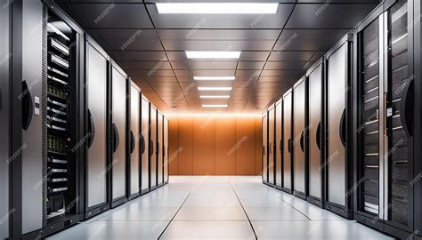 Elegant Minimalism In Server Room Setup Premium Ai Generated Image