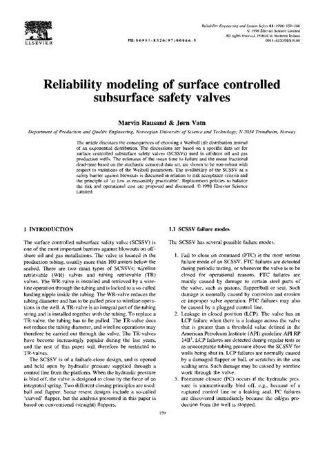pdf reliability modeling of surface controlled subsurface safety