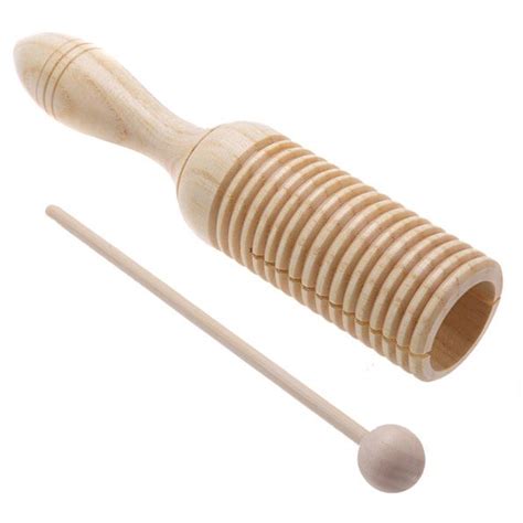 Natural Wooden Ribbed Tube Sound Instrument Cajon Box Drum Box Toy