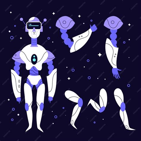 Free Vector Robot Character Constructor Set Illustration