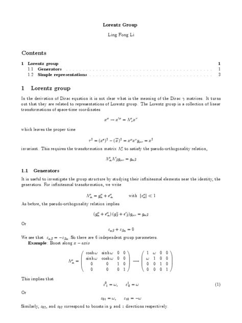 Lorentz Group Pdf Pdf Applied Mathematics Theoretical Physics