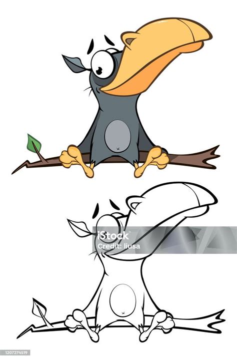 당신이 디자인 및 컴퓨터 게임을위한 귀여운 만화 캐릭터 까마귀의 벡터 일러스트 레이션 색칠하기 책 윤곽선 세트 검은새에 대한 스톡 벡터 아트 및 기타 이미지 Istock