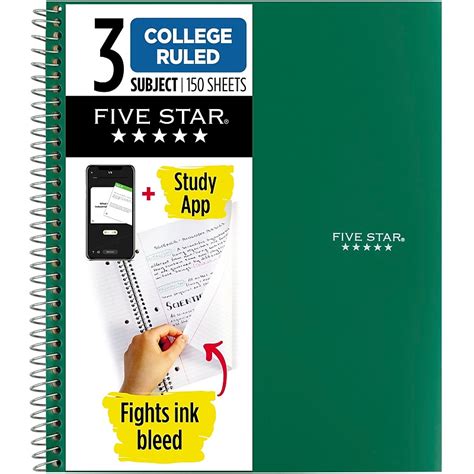 Five Star 3 Subject Notebooks 8 5 X 11 College Ruled 150 Sheets