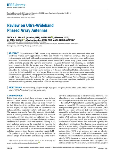 Review On Ultra Wideband Phased Array Antennas Pdf Antenna Radio