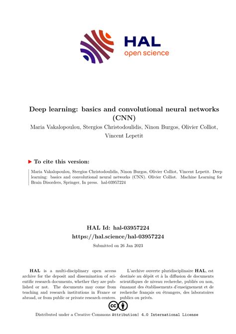 Pdf Deep Learning Basics And Convolutional Neural Networks Cnn