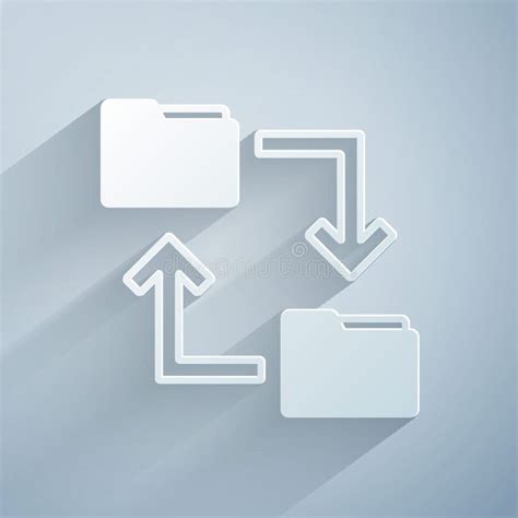 Paper Cut Cloud Storage Text Document Folder Icon Isolated On Grey Background Paper Art Style