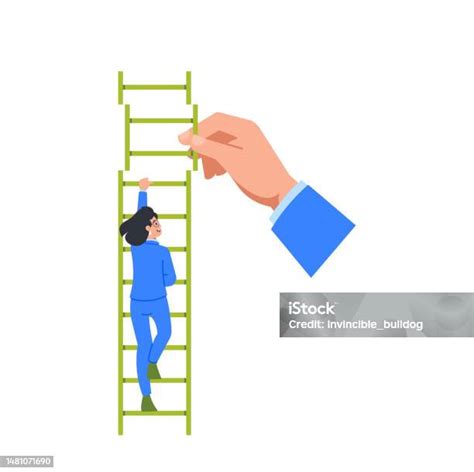 상사는 사업가가 계단을 오르도록 돕고 팀워크 지도 및 리더십의 중요성을 강조하는 이미지 개념에 대한 스톡 벡터 아트 및 기타