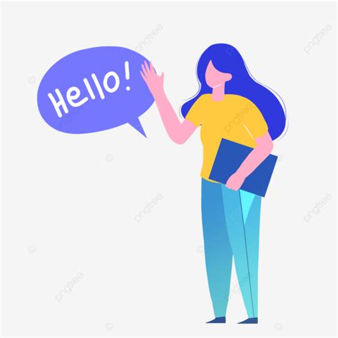 평면 안녕하세요 소녀 안녕하세요 인사말 플랫 안녕하세요 인사 안녕하세요 PNG 일러스트 및 PSD 이미지 무료 다운로드 Pngtree