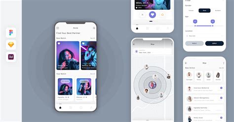 Dating Mobile App Ui Kit Ux And Ui Kits Ft Social And Relationship