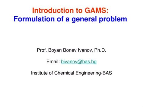 Ppt Introduction To Gams Formulation Of A General Problem Powerpoint