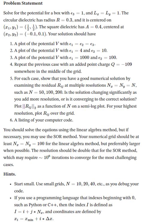 Solved Problem Statement Solve For The Potential For A Box