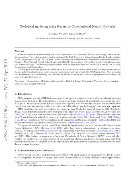 PDF Geological Modeling Using A Recursive Convolutional Neural Networks Approach