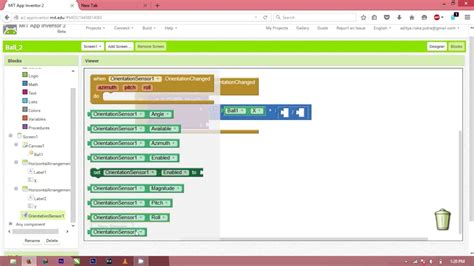 App Inventor 2 Tutorial Moving Ball Using Orientation Sensor App