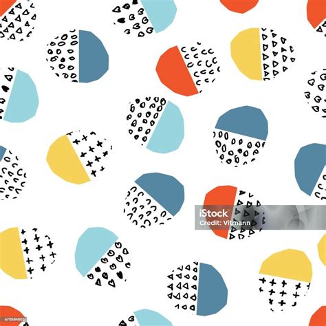 벡터 브러시 점 선 원 및 획과 화려한 완벽 한 패턴입니다 흰색 배경에 무지개 색입니다 손으로 그린 그레인 텍스처 잉크 기하학적 요소입니다 패션 현대적인 스타일입니다 특이