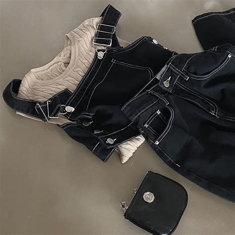 크림치즈마켓 세트구성 블랙ver 디토 데님 나시 뷔스티에 와이드 팬츠 투피스 셋업 Set