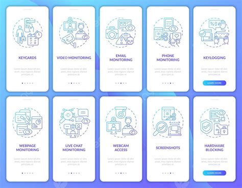 Gradient Onboarding Mobile App Page Screen For Employee Monitoring Vector Welcome Management
