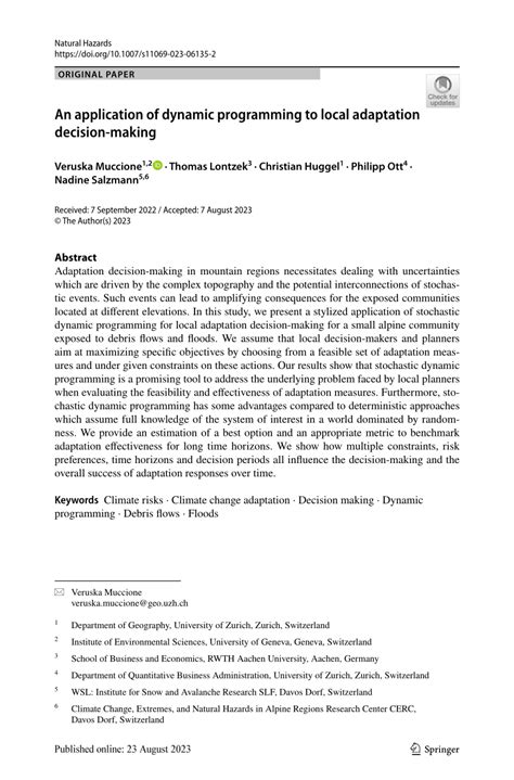 Pdf An Application Of Dynamic Programming To Local Adaptation Decision Making
