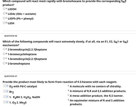 Solved Which compound will react most rapidly with | Chegg.com