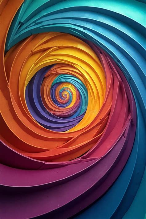 Vibrant Spiral Of Colorful Paper Layers Creating An Abstract Composition In A Circular Pattern