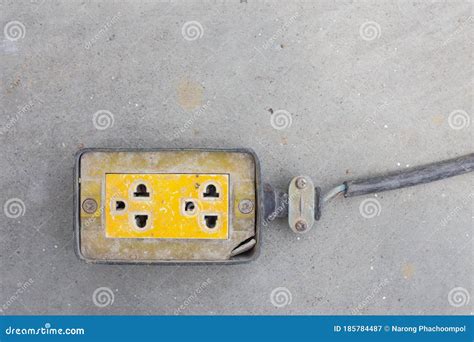 Electrical Socket With Power Plug Cable On Floor For Safety Stock Image Image Of Overload