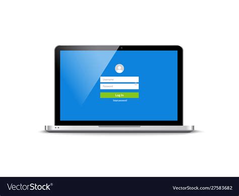 Laptop Login Password On Lock Screen Computer Vector Image