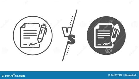 Signing Document Line Icon Contract Signature Sign Agreement File