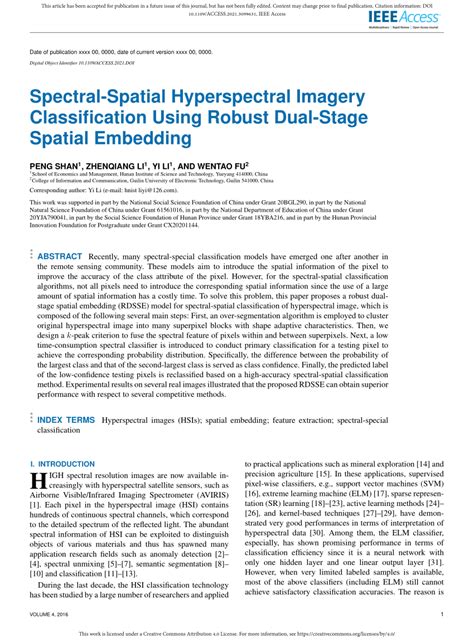 Pdf Spectral Spatial Hyperspectral Image Classification Using Robust