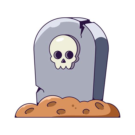 Concepto De Halloween Vívida Ilustración De Dibujos Animados De Tumbas