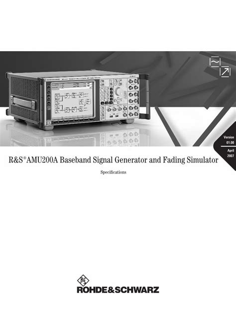 Pdf Rands Amu200a Baseband Signal Generator And Fading Simulator
