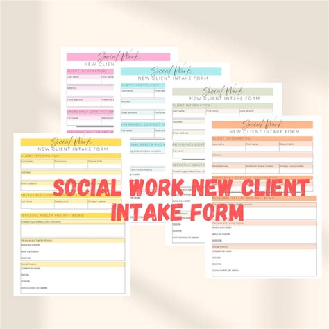 Social Work New Client Intake Form Template Case Management Form