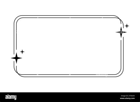 Trendy Linear Frame With Stars Modern Minimalist Aesthetic Line Elements Geometric Forms