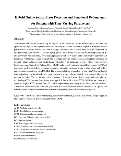 Pdf Hybrid Online Sensor Error Detection And Functional Redundancy For Systems With Time