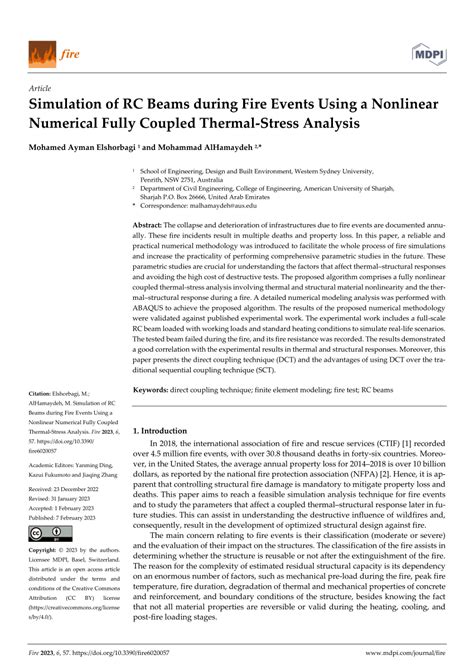 Pdf Simulation Of Rc Beams During Fire Events Using A Nonlinear