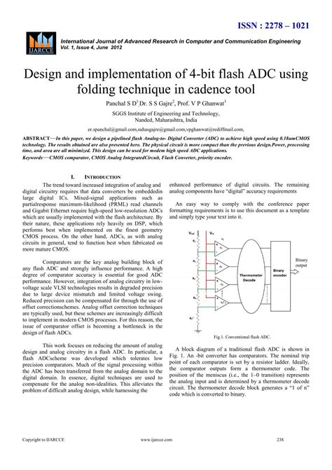 design and implementation of 4 bit flash adc using