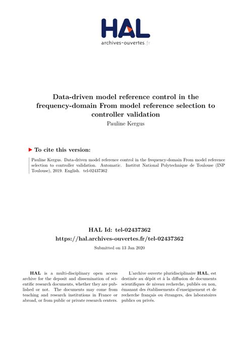 Pdf Data Driven Model Reference Control In The Frequency Domain From