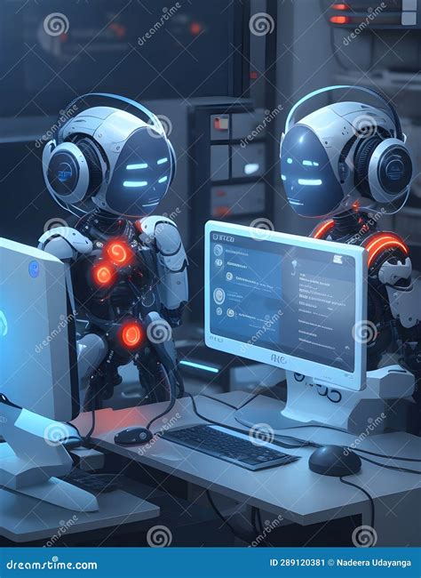 Ai Smart Chatbot Robot Working And Chatting In Computer With The Future Technology In Work Place