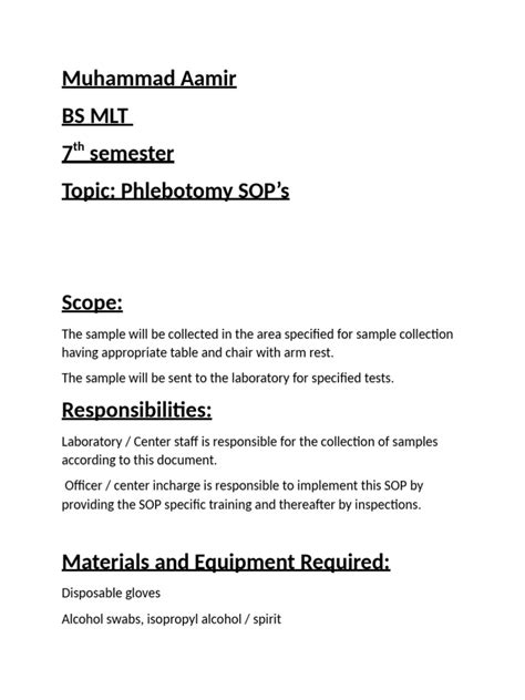 Phlebotomy Sops Pdf Clinical Medicine Medical Specialties
