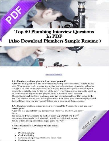 Top 40 Plumbing Interview Questions In Stpdf Artofit