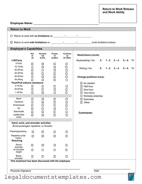 Fill Your Work Release Form Now ⇒