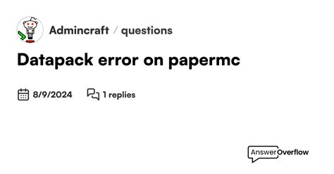 Datapack Error On Papermc Admincraft